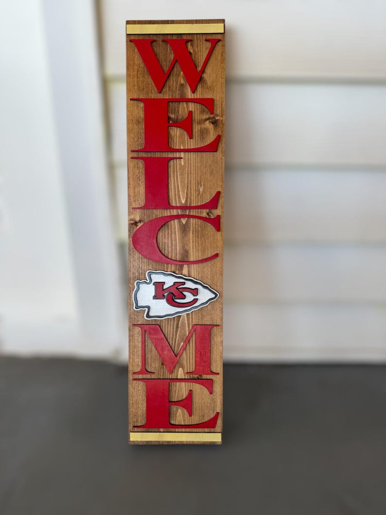 KC Chiefs Porch Welcome Sign – Customizable Stain Options & Multiple ...
