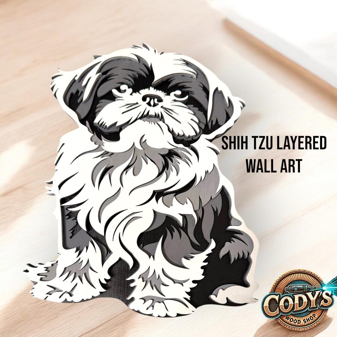Shih Tzu Wall Art - Layered Dog Breed Decor for Pet Lovers - Unique ...