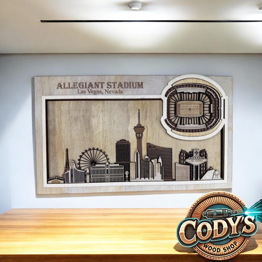 Las Vegas Raiders Stadium & Skyline Wood Sign – Allegiant Stadium Wall ...