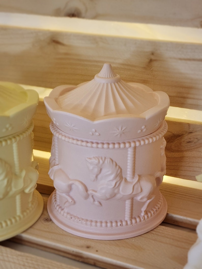 Carousel Jewelry Box, Trinket Jar, Vanity Jar, Makeup Brush Holder ...