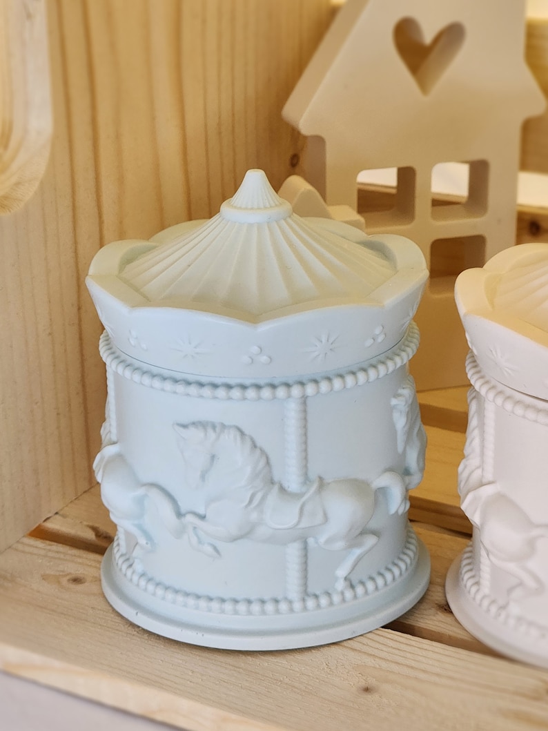 Carousel Jewelry Box, Trinket Jar, Vanity Jar, Makeup Brush Holder ...