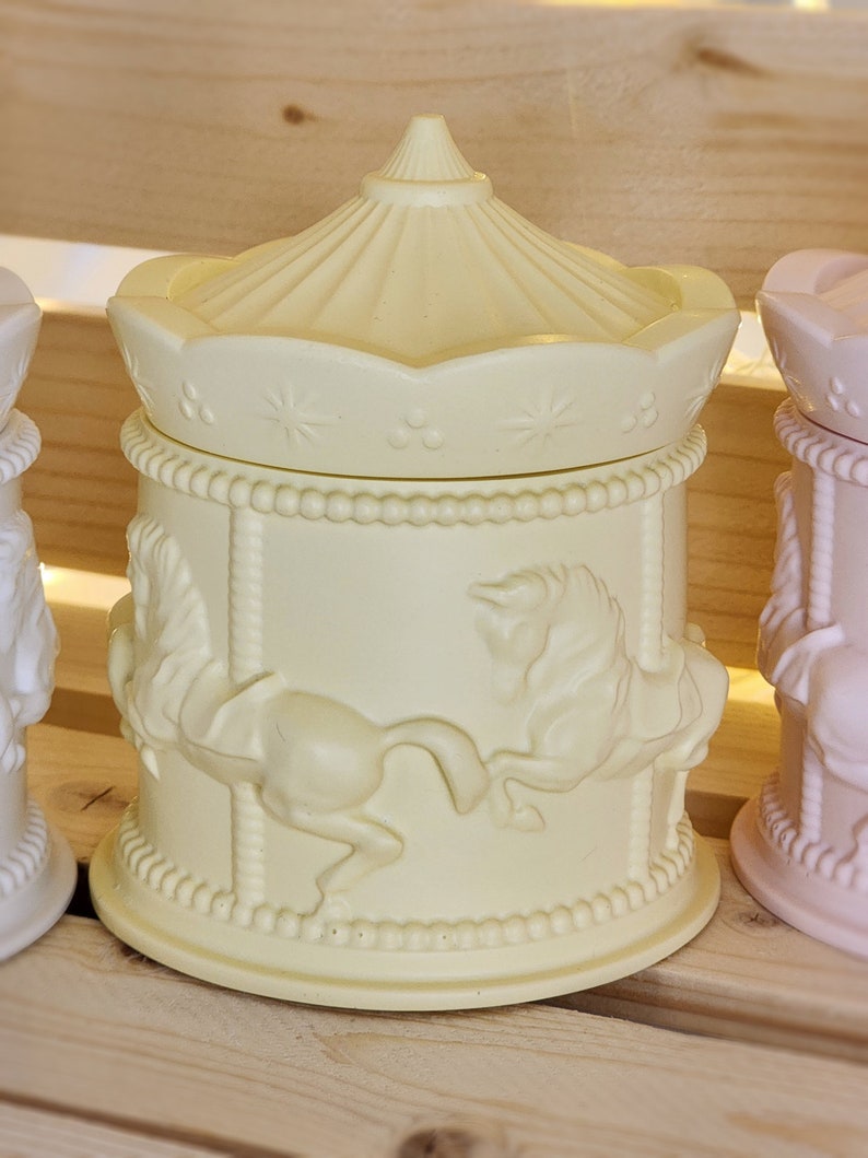 Carousel Jewelry Box, Trinket Jar, Vanity Jar, Makeup Brush Holder ...