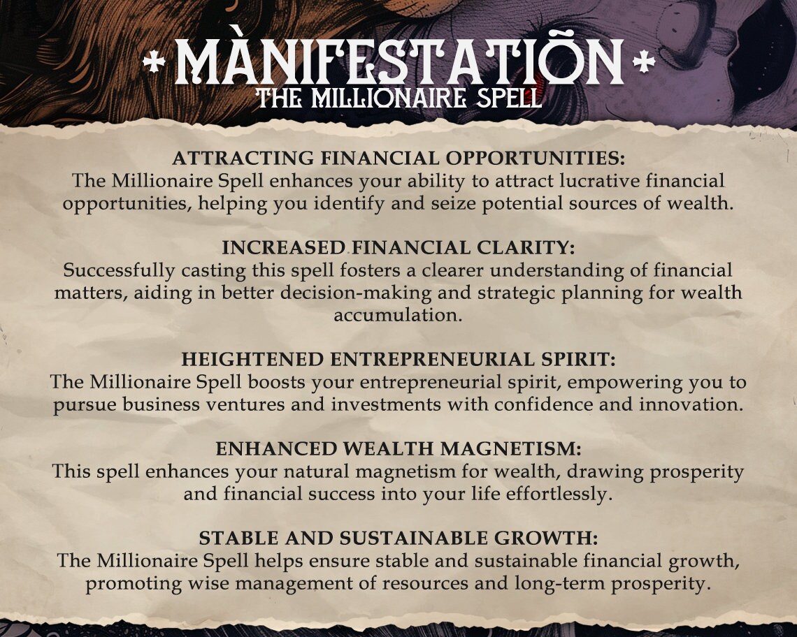 UNBREAKABLE MILLIONAIRE SPELL Instant Money Spell, Wealth Spell, Become ...