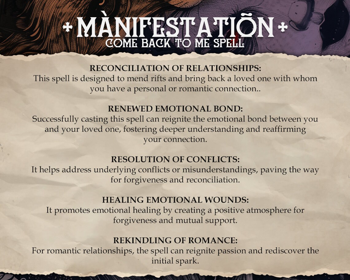 POWERFUL COMEBACK TO Me Spell, Draw Them Back, Return to Me Spell, Ex ...