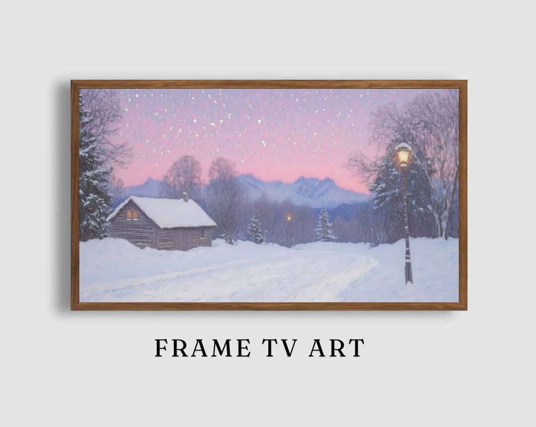 Cozy Winter Cabin Digital Art for Frame TV, Snowy Winter Landscape Art ...