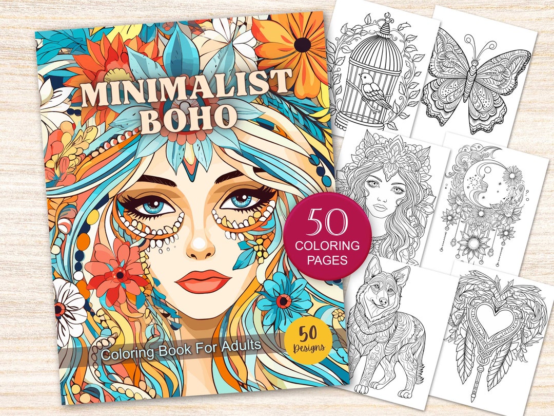 Boho Minimalist Coloring Book: Relax and Unwind With 50 Pages ...