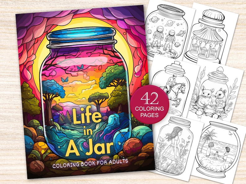 Life in A Jar Coloring Book for Adults and Teens - 42 Pages - Printable ...