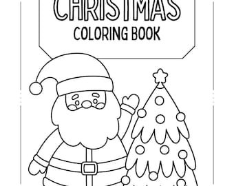 Printable Digital Coloring Book Pages for Kids. Christmas Bundle. Santa ...