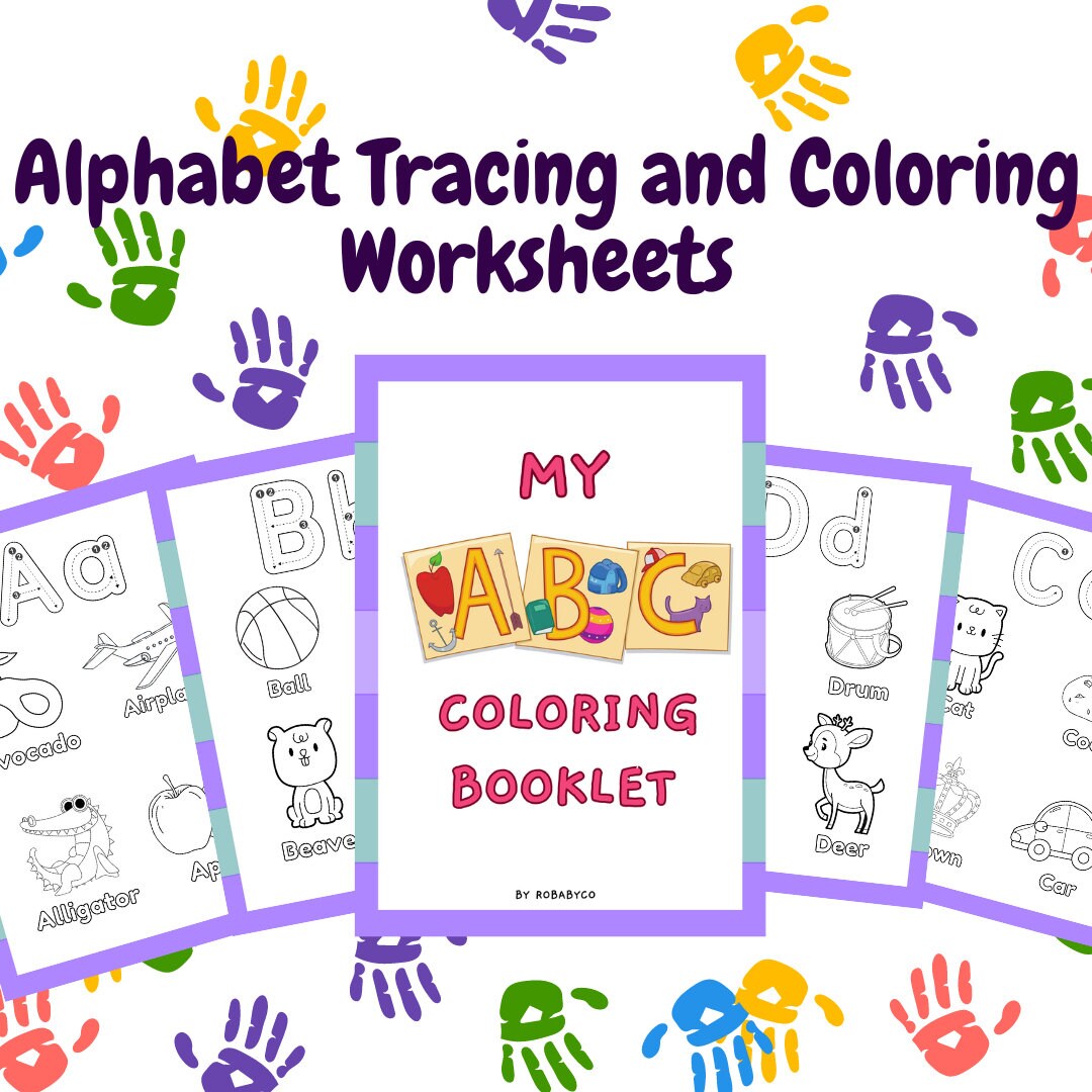 Alphabet Tracing Coloring Worksheets, A to Z Letters for Preschoolers ...