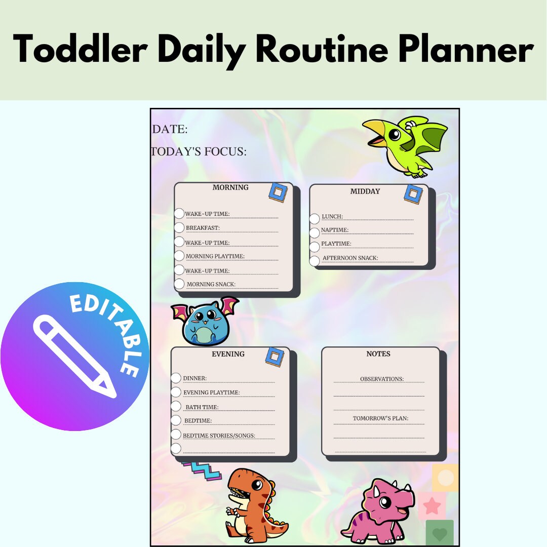 Toddler Daily Routine Planner, Printable Daily Schedule for Toddlers ...