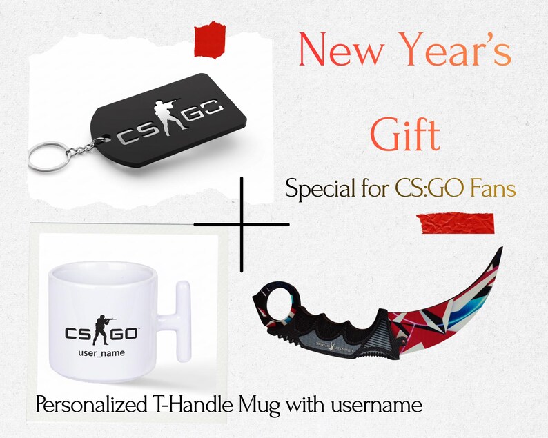 New Year's Gift. Counter-strike Wooden MDF UV Print Karambit + T-handle ...