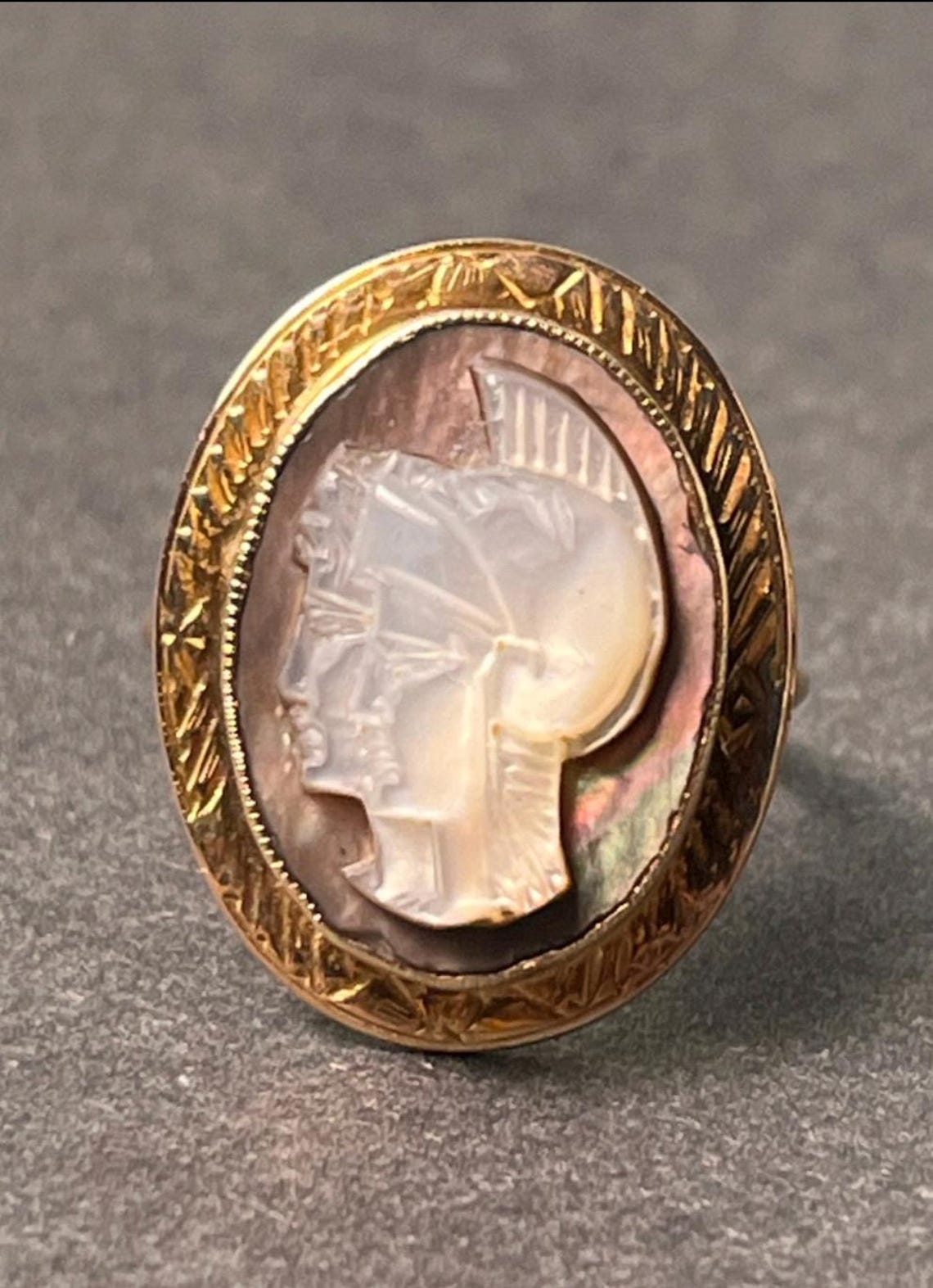 Ancient 14k Carved Abalone Roman Soldier Ring - Etsy