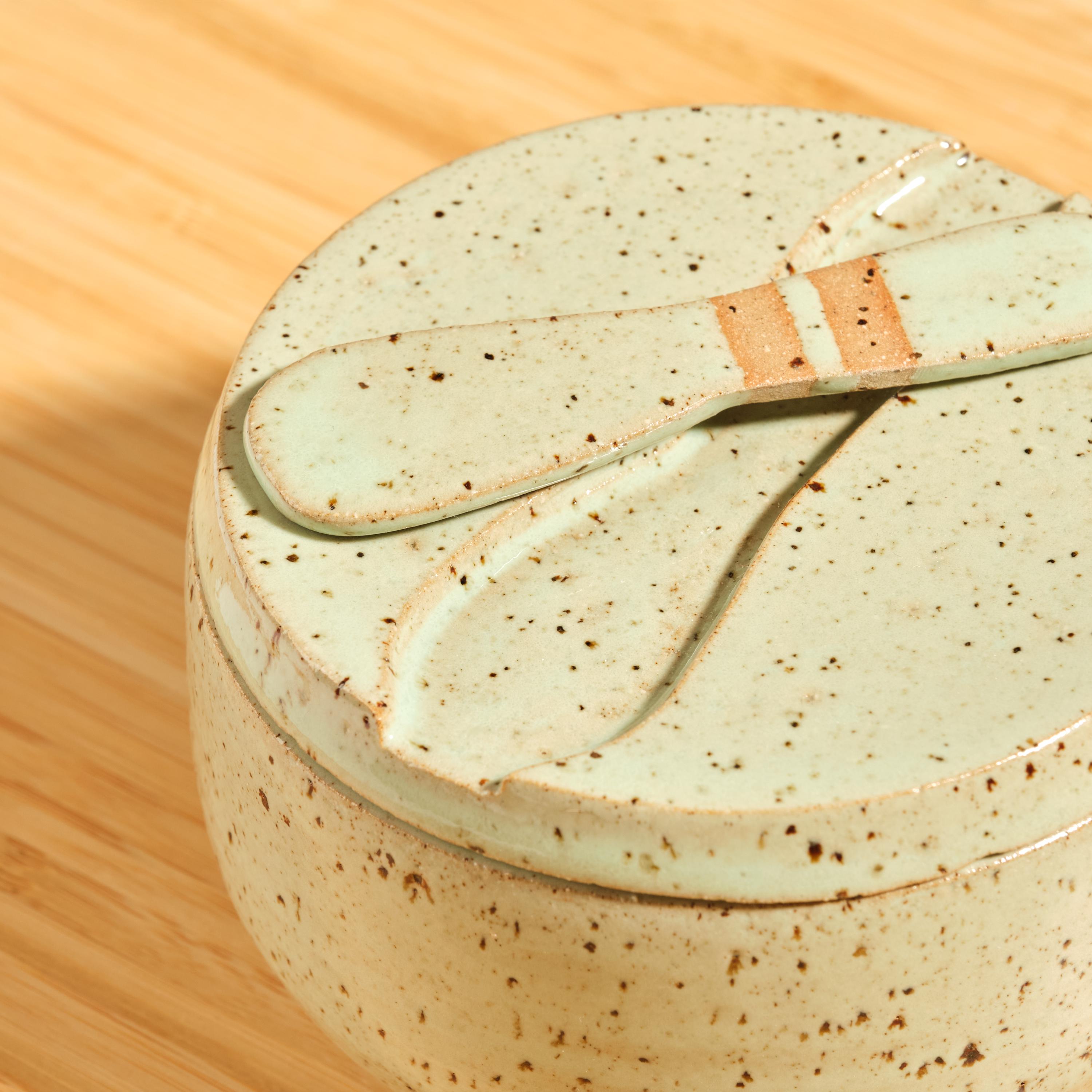 Ceramic Butter Keeper Handmade Rustic Butter Crock With Knife Speckled ...