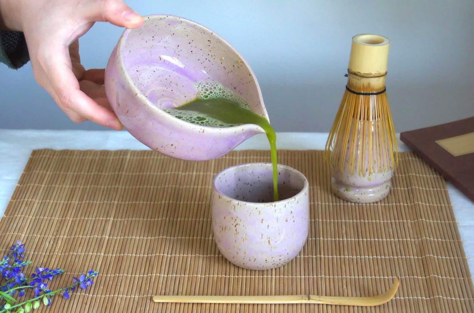 Ceramic Matcha Set for Tea Ritual Matcha Bowl With Spout Handmade ...