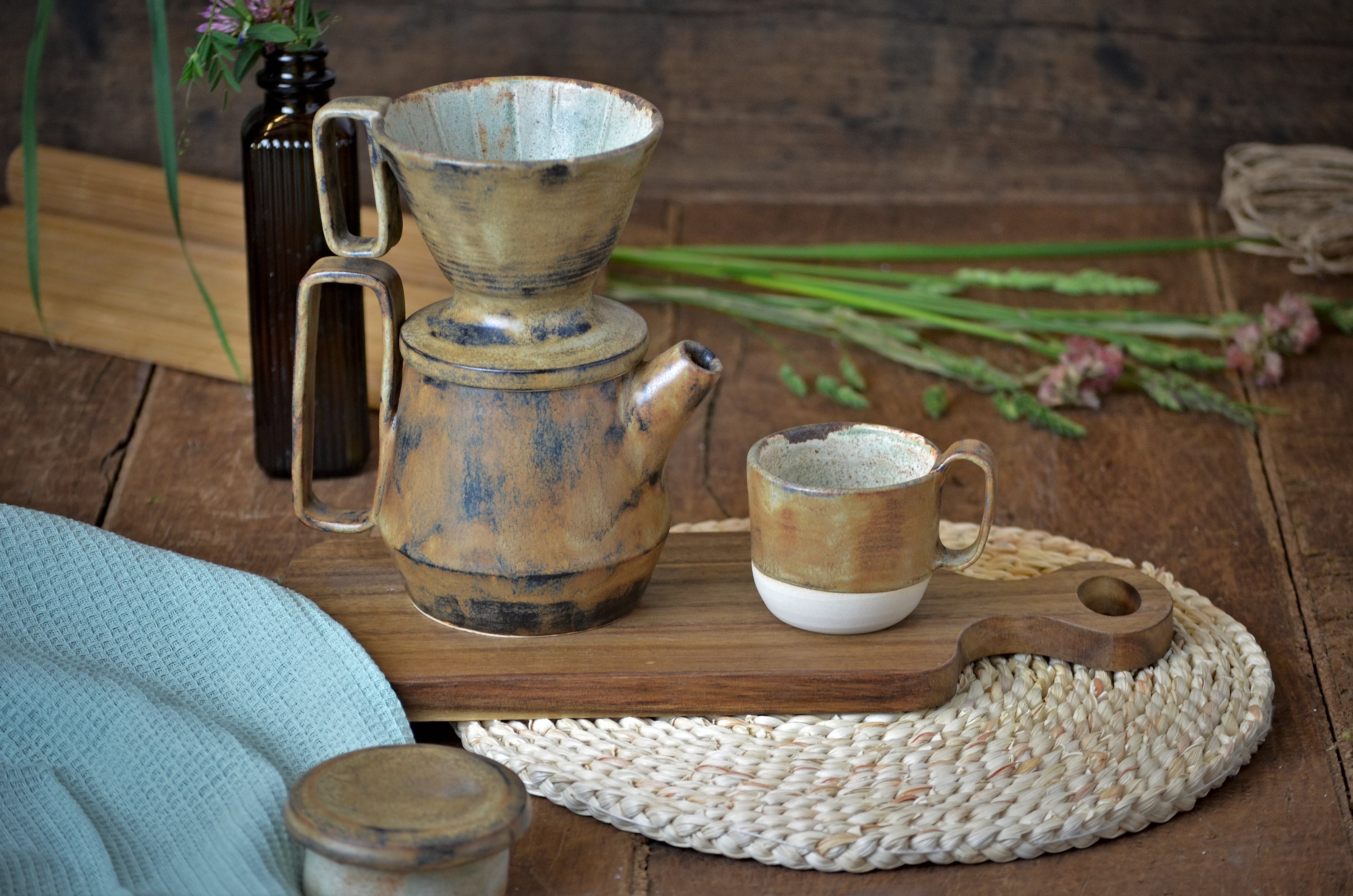 Pour Over Coffee Set With Cups, Coffee Drip Kit, V60 01 Ceramic Dripper ...