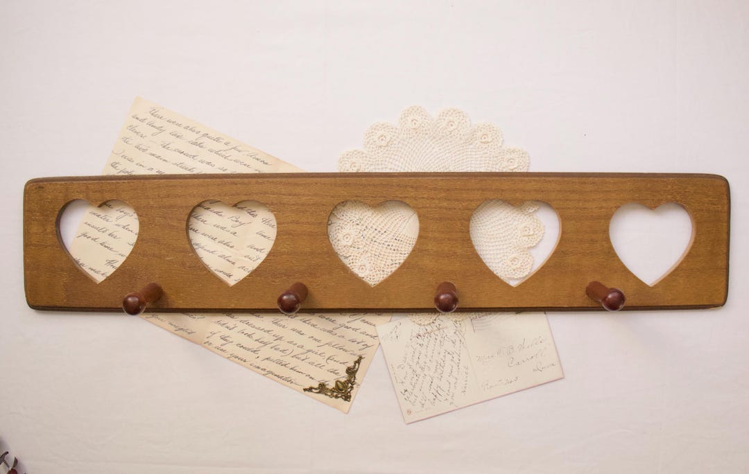 Vintage Heart Cutout Peg Board Vintage Decor Coat Rack Wall Hooks Wall ...