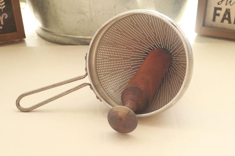 Vintage Sieve and Pestle | Vintage Kitchen Utensils Chinois Food Mill ...