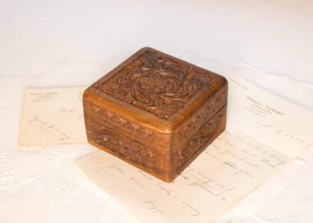 Vintage Hand Carved Wood Box | Vintage Trinket Box Vintage Jewelry Box ...