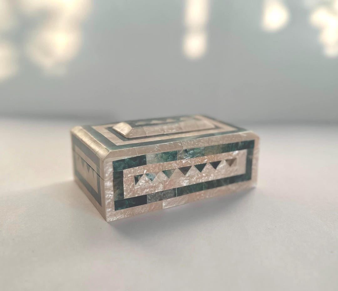 Mother of Pearl and Abalone Trinket Box Vintage Wood Trinket Box ...