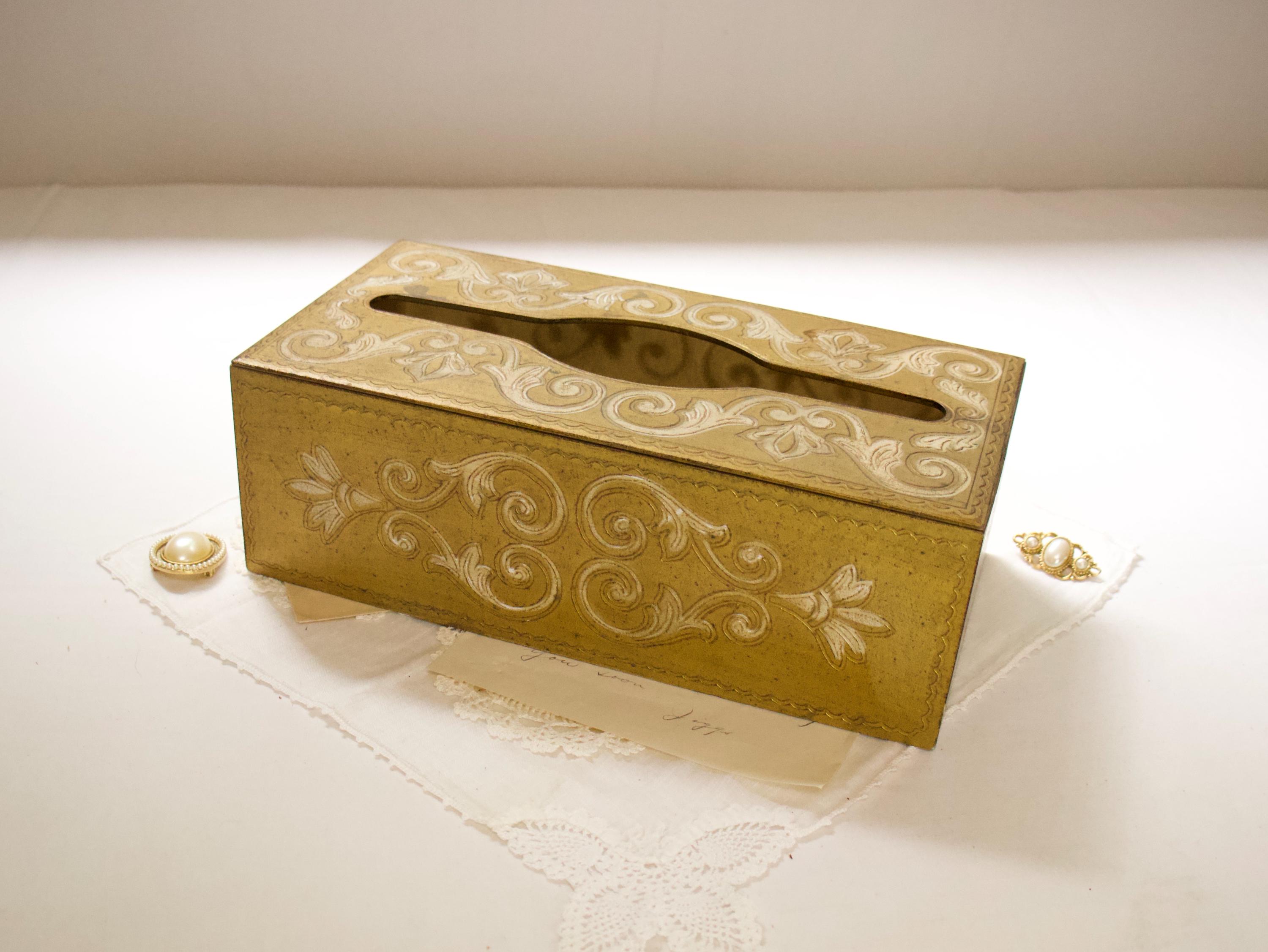 Vintage Italian Tissue Box Coved | Florentine Style Mid Century Tissue ...