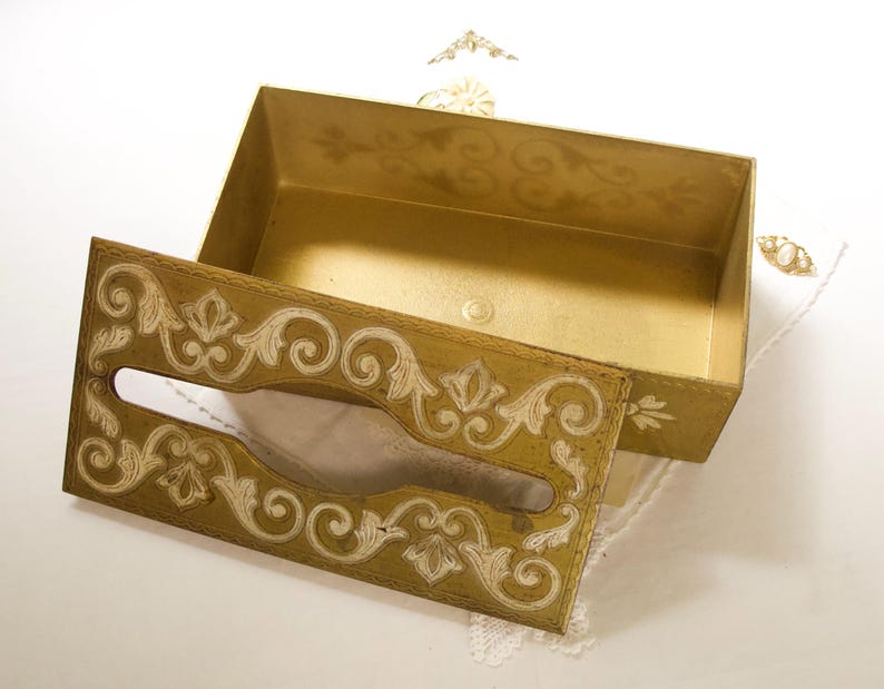 Vintage Italian Tissue Box Coved | Florentine Style Mid Century Tissue ...