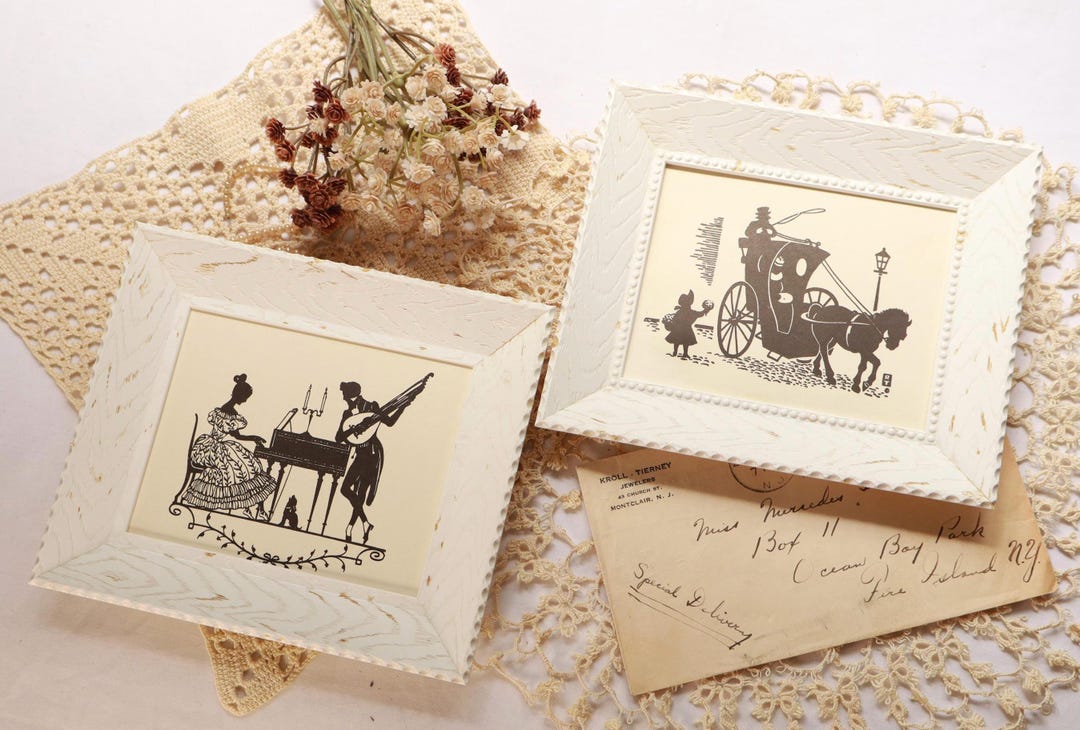 Vintage Silhouette Pictures: Mid-century Framed Shadow Art, Set of 2 - Etsy