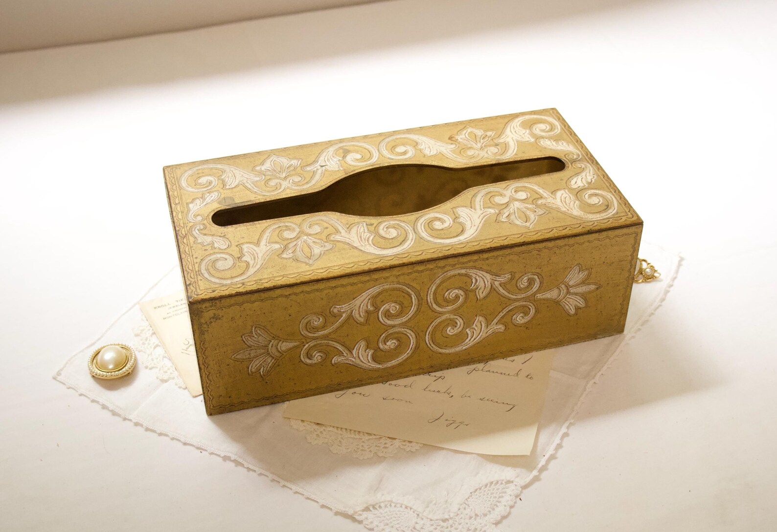 Vintage Italian Tissue Box Coved | Florentine Style Mid Century Tissue ...