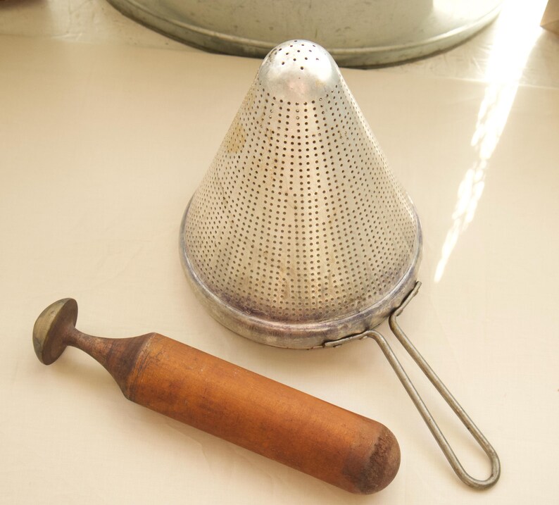 Vintage Sieve and Pestle | Vintage Kitchen Utensils Chinois Food Mill ...
