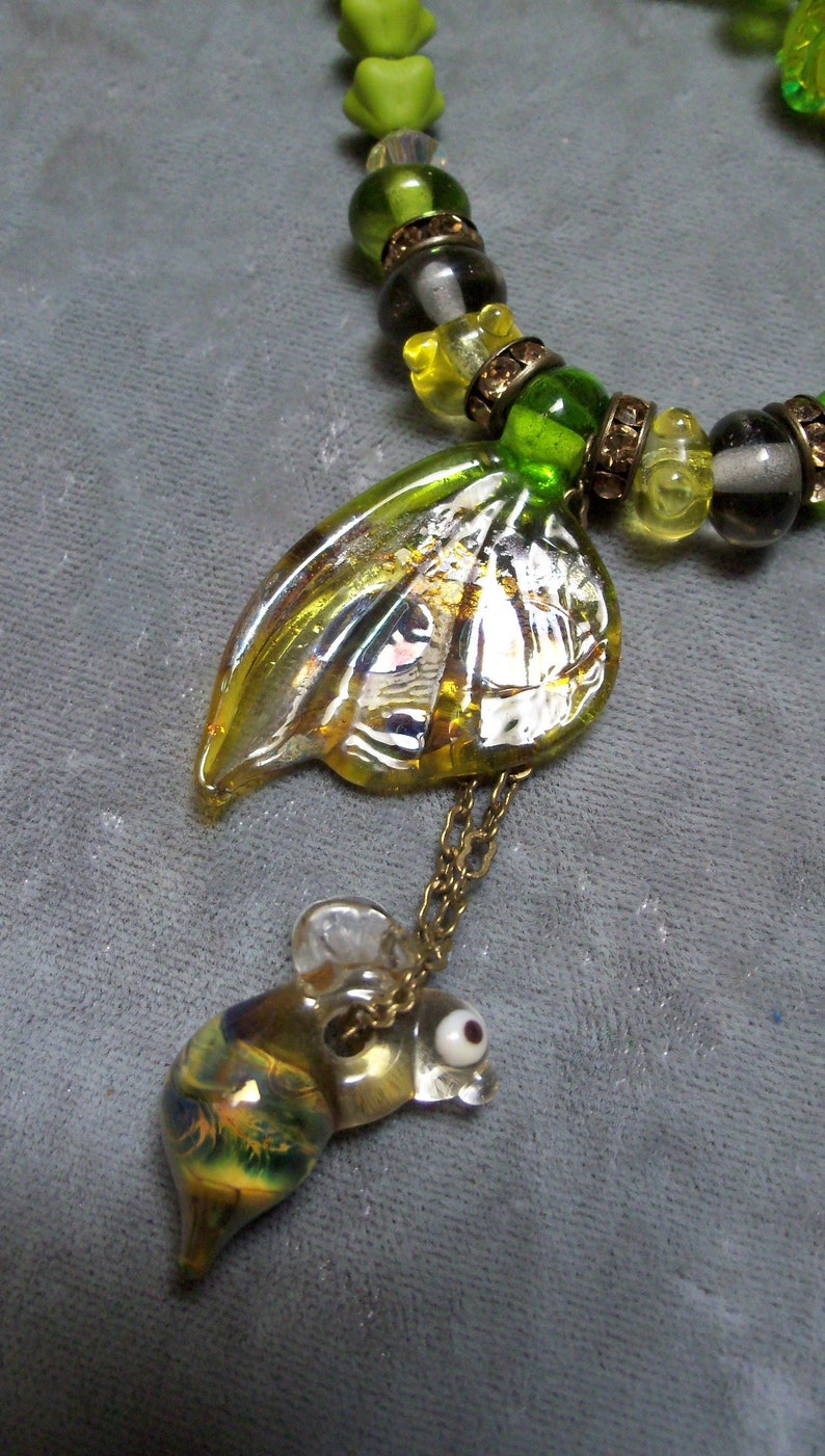 Lampwork Metallic Butterfly Wing and Honey Bee-artisan Lampwork Beads ...