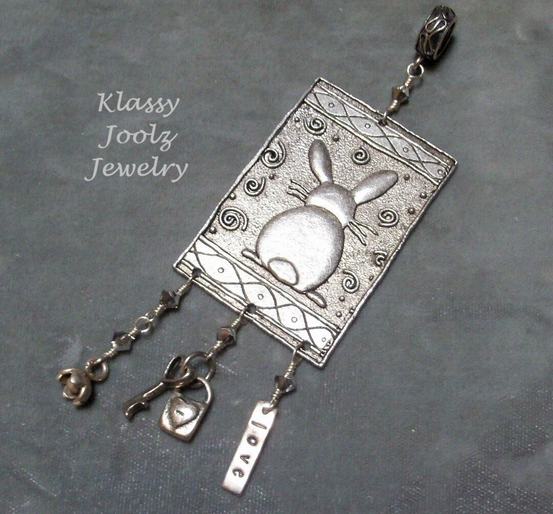 Pewter Bunny Pendant-artisan Sterling Silver Charms-bunny Pendant ...