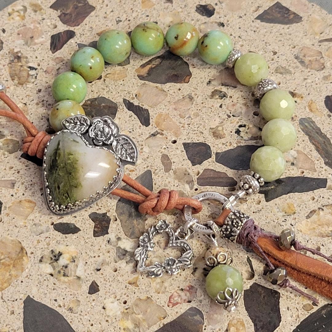 Gemstone Sterling Silver Bracelet-handmade Button-gemstone Boho ...