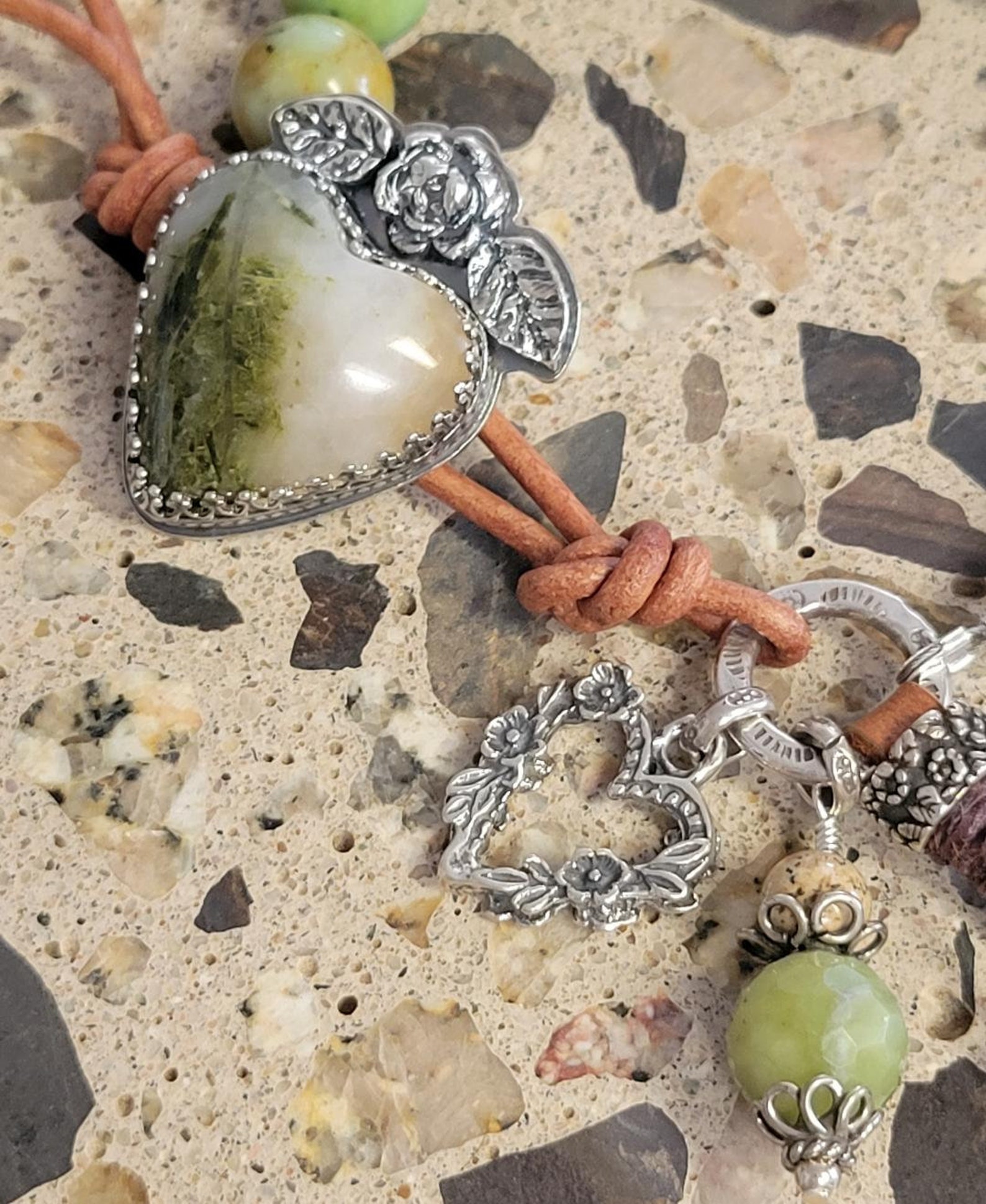 Gemstone Sterling Silver Bracelet-handmade Button-gemstone Boho ...