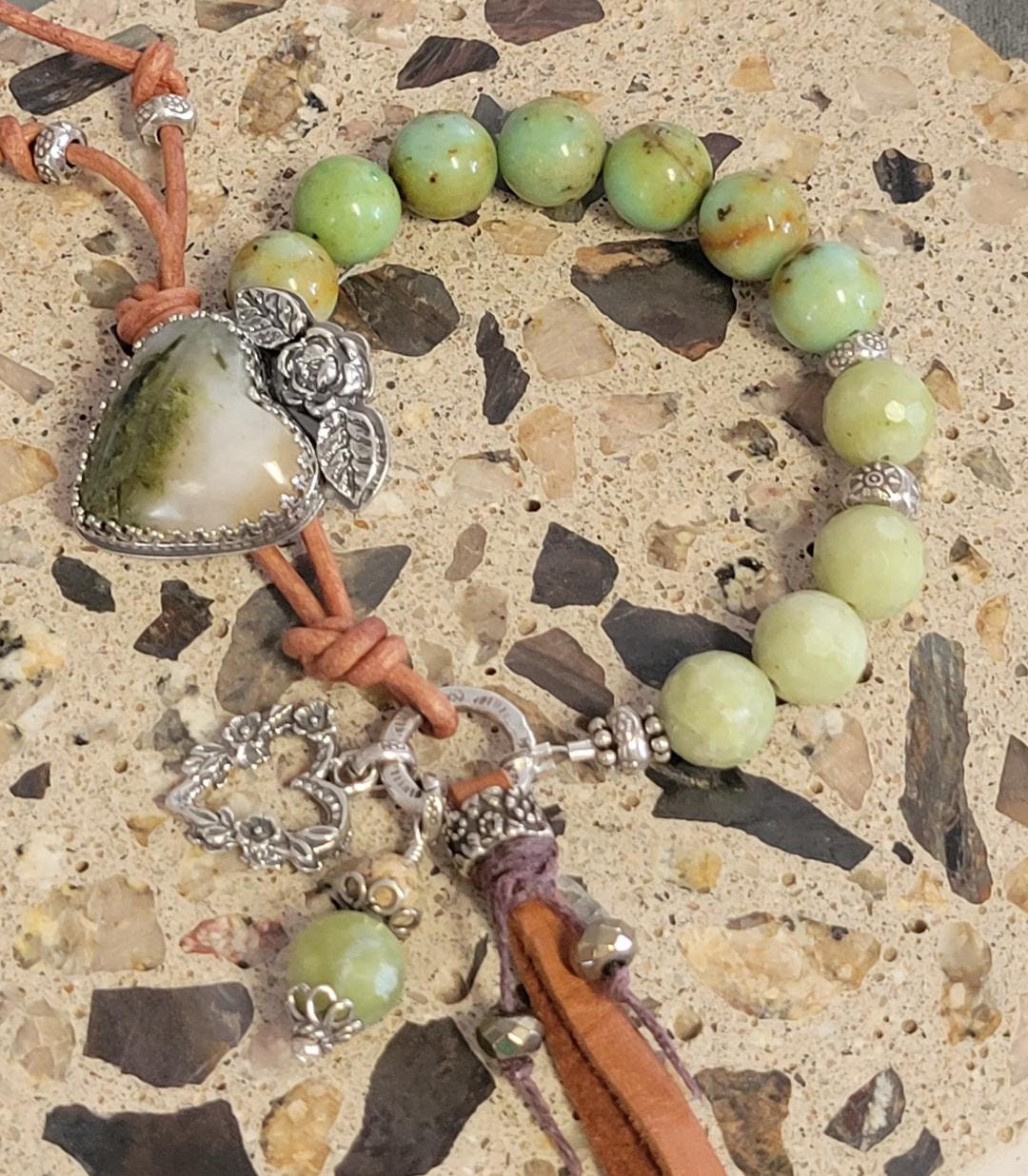 Gemstone Sterling Silver Bracelet-handmade Button-gemstone Boho ...