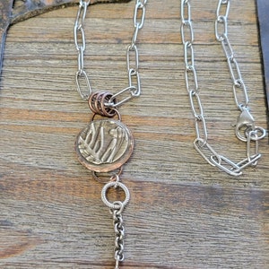 Sterling Silver and Copper Necklace-handmade Copper Pendant-sterling Dragonfly Necklace-boho ...