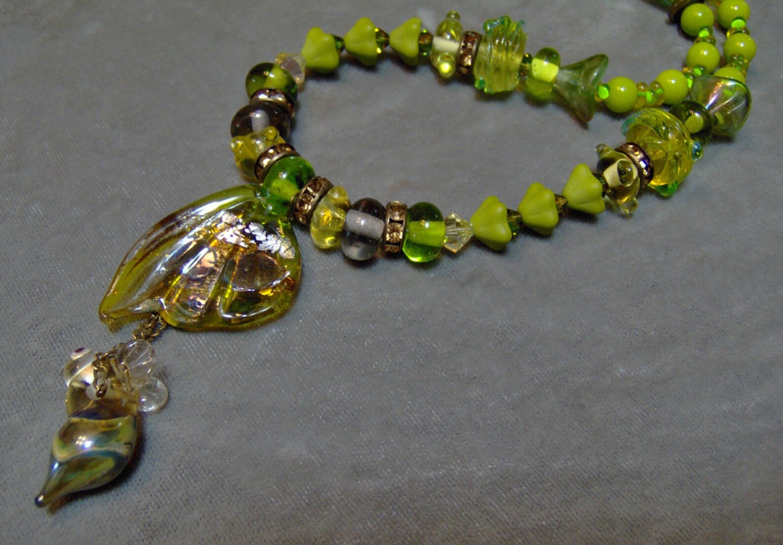 Lampwork Metallic Butterfly Wing and Honey Bee-artisan Lampwork Beads ...