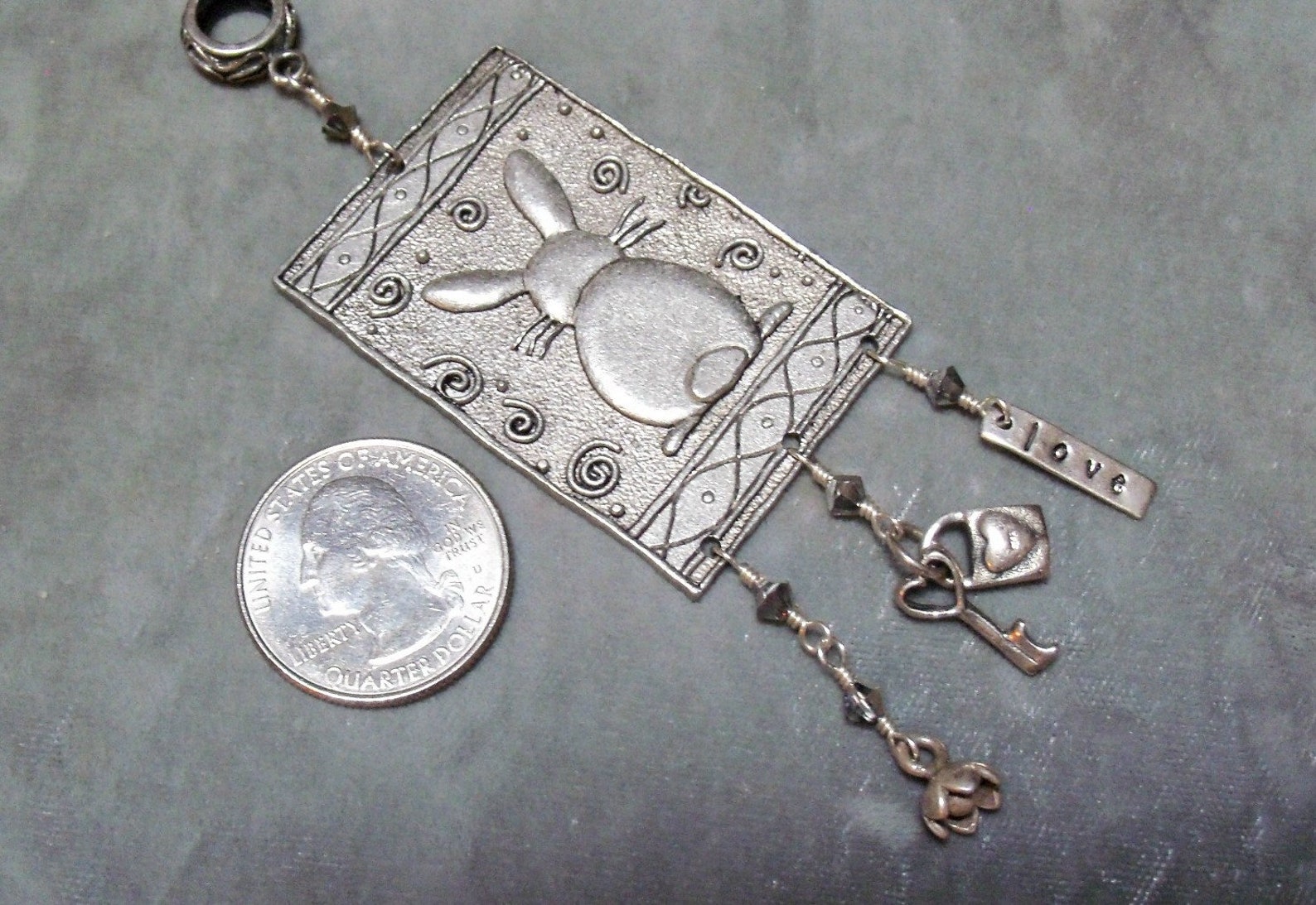 Pewter Bunny Pendant-artisan Sterling Silver Charms-bunny Pendant ...