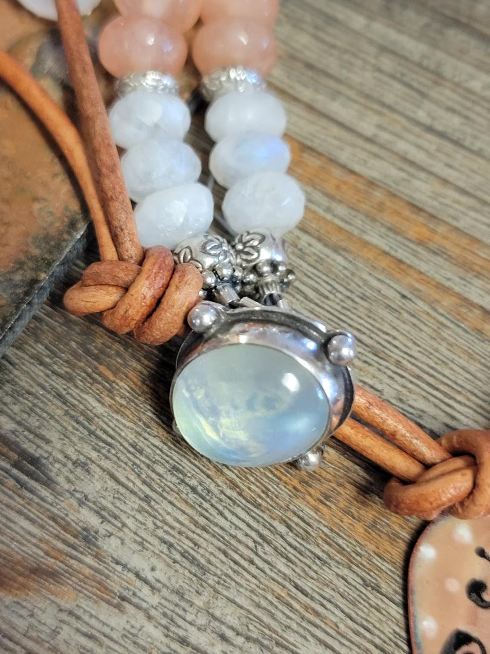 Gemstone Sterling Silver Bracelet-sterling Silver Moonstone Button ...