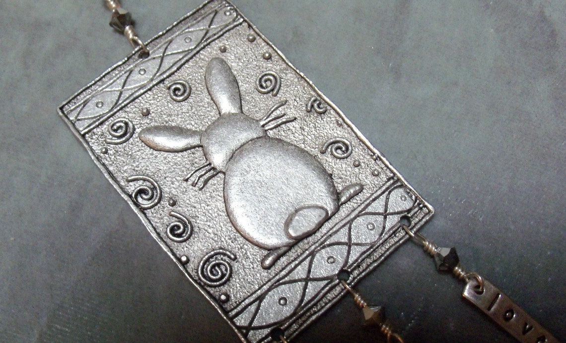 Pewter Bunny Pendant-artisan Sterling Silver Charms-bunny - Etsy