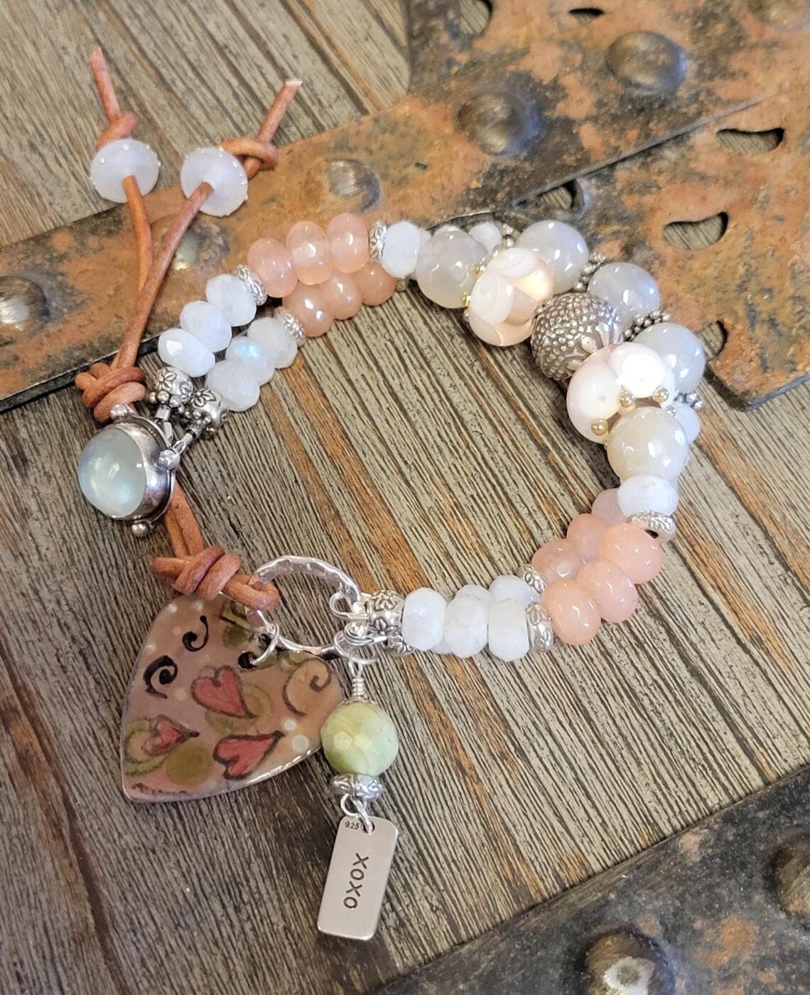 Gemstone Sterling Silver Bracelet-sterling Silver Moonstone Button ...