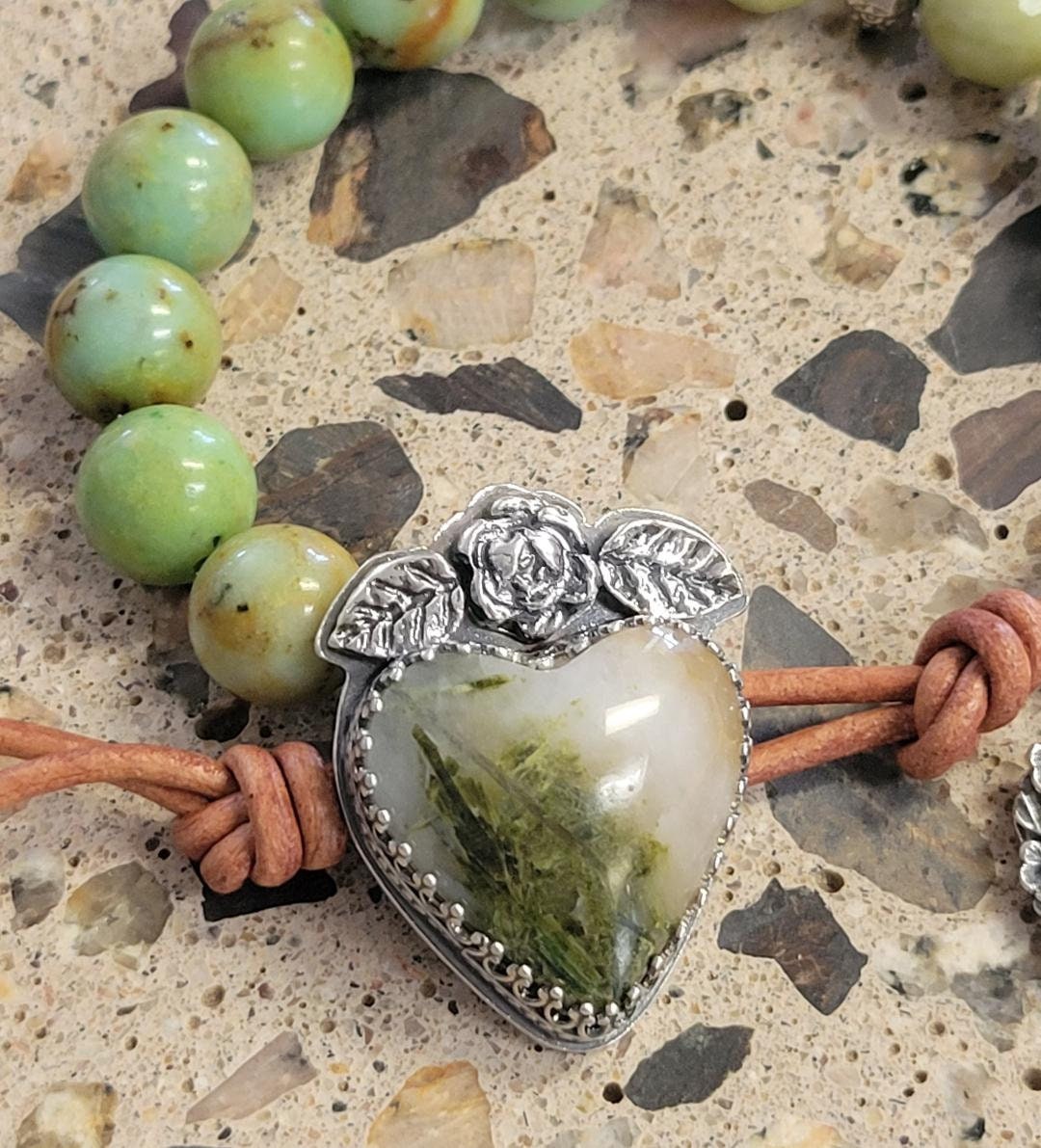 Gemstone Sterling Silver Bracelet-handmade Button-gemstone Boho ...