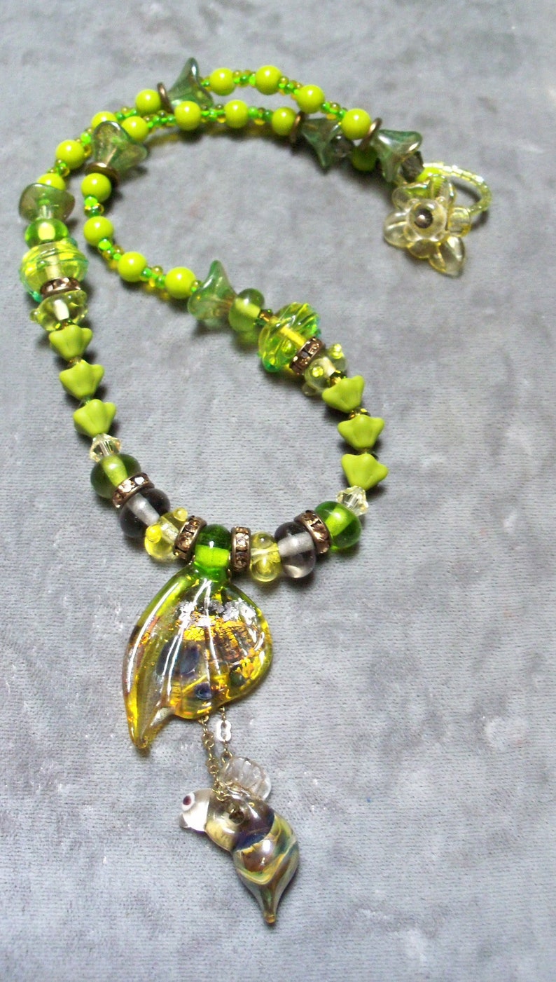 Lampwork Metallic Butterfly Wing and Honey Bee-artisan Lampwork Beads ...