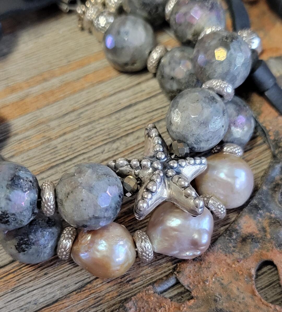 Gemstone Labradorite Sterling Silver Bracelet-labradorite Button-gemstone Boho Western Bracelet ...