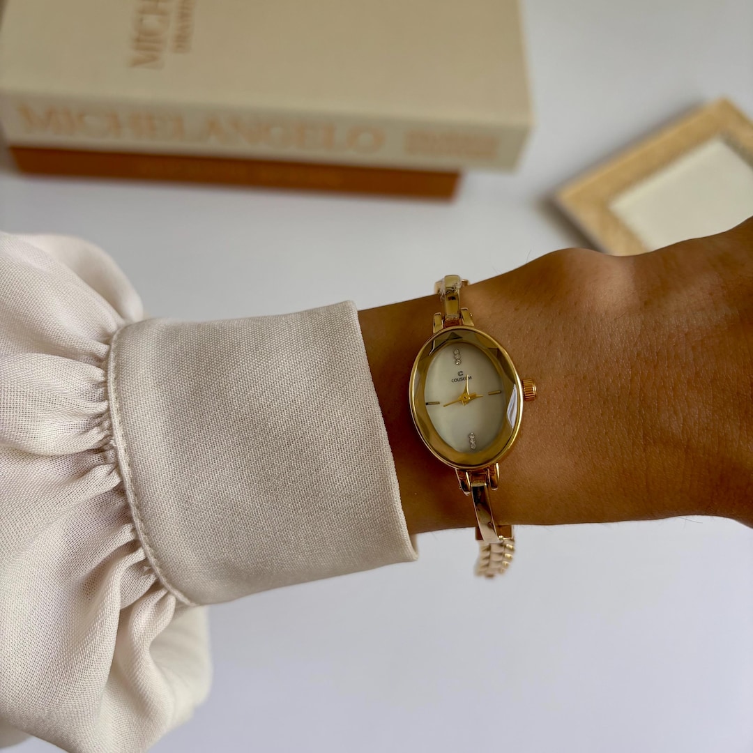 Gold Oval Bracelet Watch - Minimalist Stainless Steel Ladies Watch - Etsy