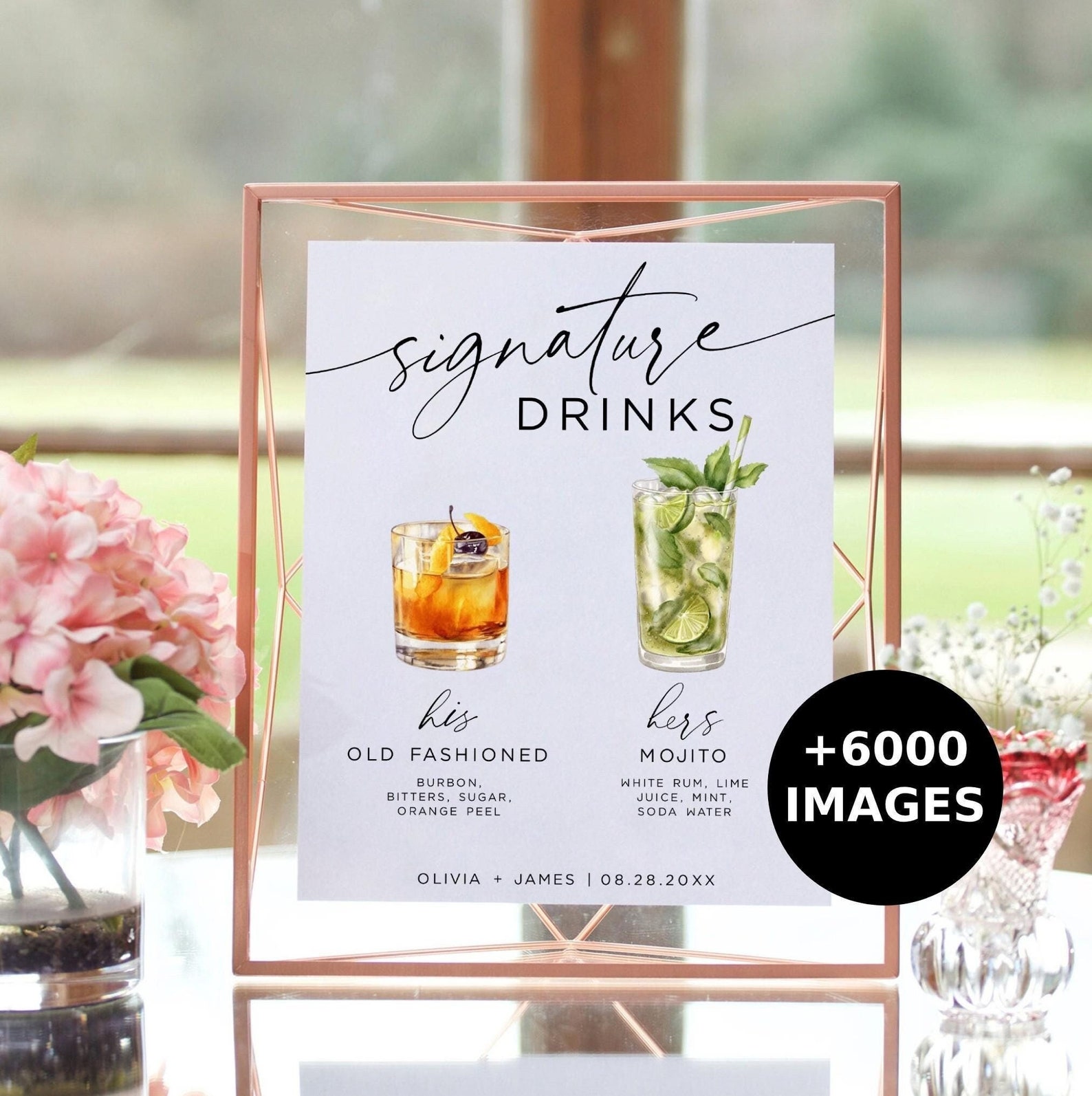 Signature Drink Sign, Modern Editable Drink Menu Template, Bar Menu ...