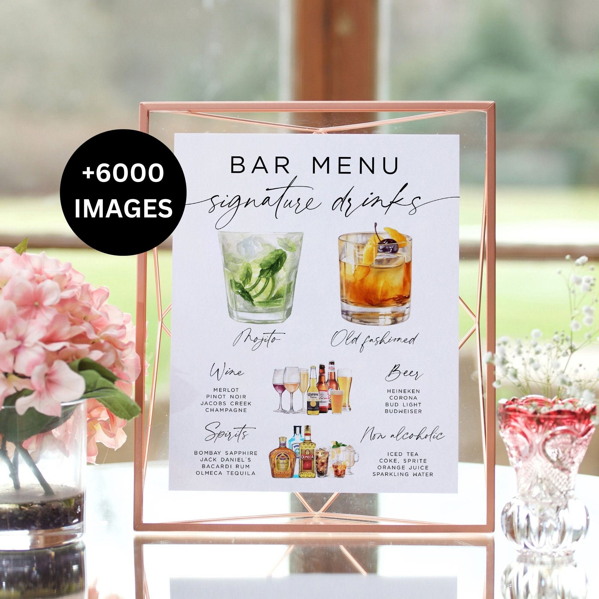 Signature Drink Sign, Modern Editable Drink Menu Template, Bar Menu ...