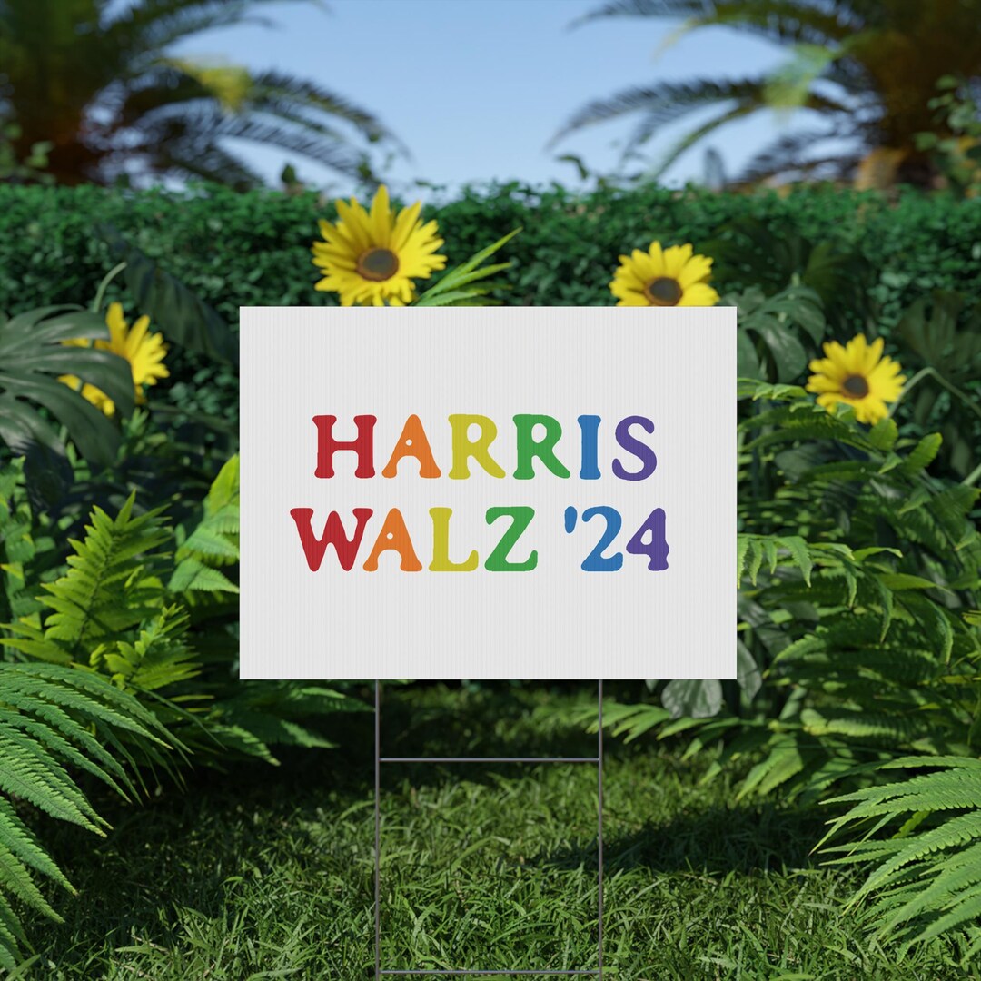 Harris Walz Pride Yard Sign 24 X 18 Inches Rainbow, Vote Harris 2024 ...