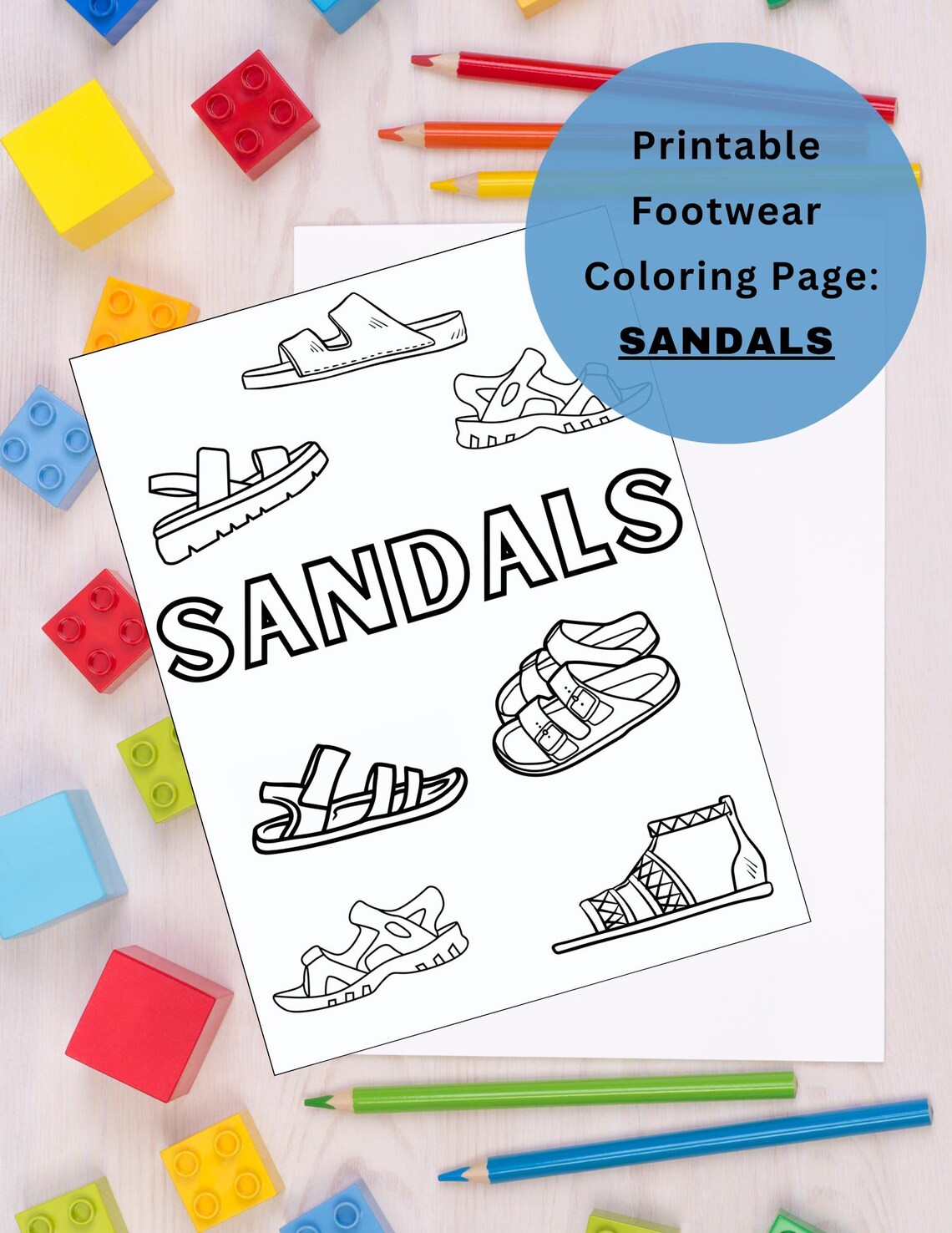Downloadable Sandals Coloring Page- Footwear Themed, Kid & Adult ...