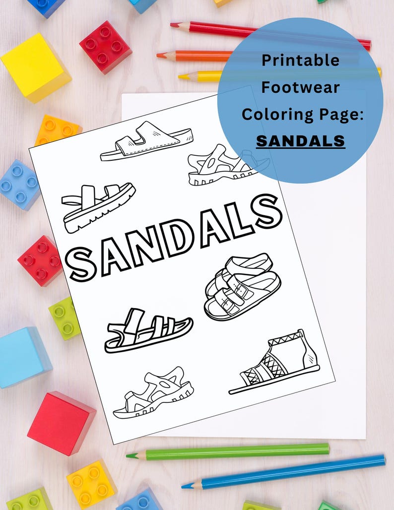 Downloadable Sandals Coloring Page- Footwear Themed, Kid & Adult ...