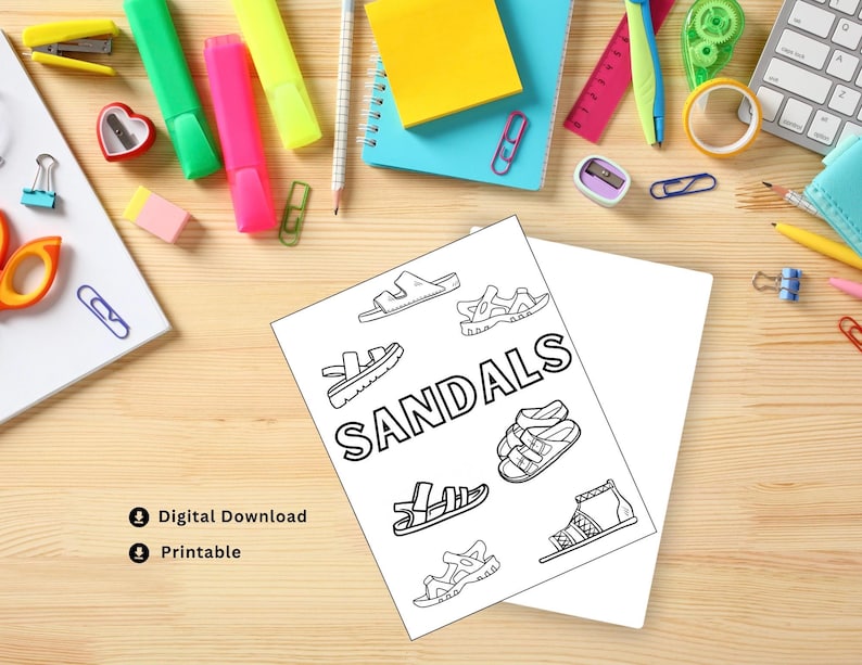 Downloadable Sandals Coloring Page- Footwear Themed, Kid & Adult ...