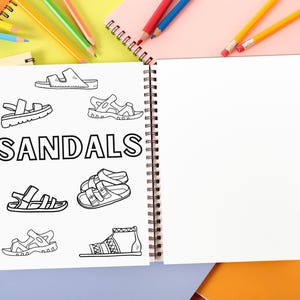 Downloadable Sandals Coloring Page- Footwear Themed, Kid & Adult ...